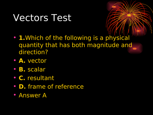 Uniform Motion & Vector's Test Grade 11 Physics Power Point WITH ...