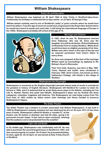 William Shakespeare Differentiated Comprehension | Teaching Resources