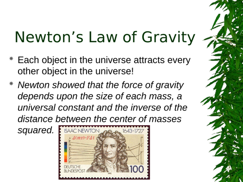 NEWTON'S LAW OF GRAVITY POWER POINT Grade 11 Physics Power Point WITH ...