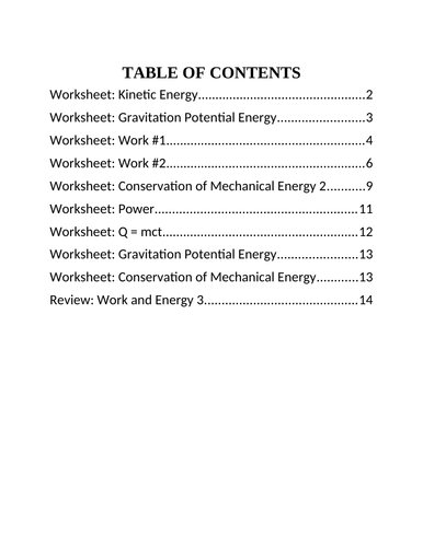 10 WORKSHEETS WORK AND ENERGY Worksheets Grade 11 Physics Worksheet ...