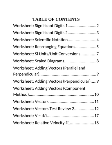 25 Kinematics WORKSHEETS, 3 Kinematics QUIZZES and 4 Kinematics TESTS ...