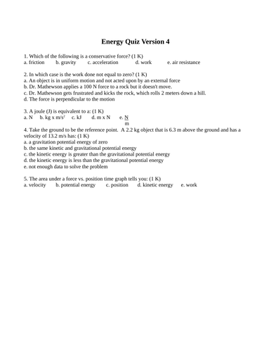 Test WORK ENERGY TEST PACKAGE Grade 11 Physics Test (14 ASSESSMENTS, 33 ...