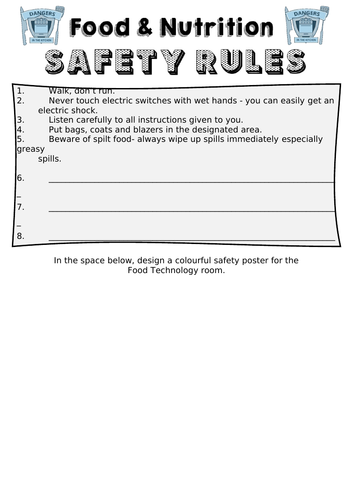 KS3 Food and Nutrition Safety Rules | Teaching Resources