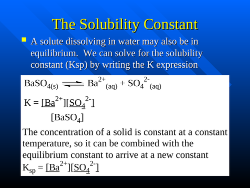 Ksp, Solubility Constant and Common Ion Effect #1 Grade 12 Chemistry Power Point WITH ANSWERS ...