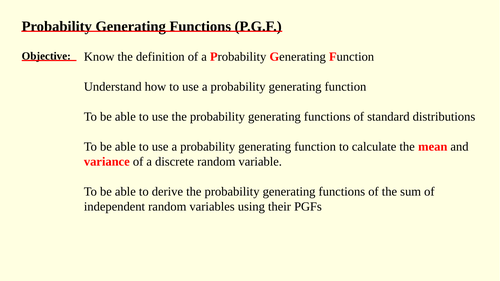 Probability Generating Functions | Teaching Resources Probability Generating Functions | Teaching Resources