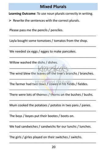 Functional Skills English - Entry Level 2 - Writing - Plurals ...