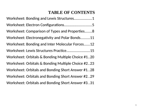 11 WORKSHEETS BONDING UNIT Quizzes Orbitals Worksheets (40 PAGES, WITH ...