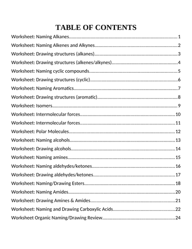 22 NAMING ORGANIC MOLECULES WORKSHEETS, 2 Naming Quizzes Grade 12 ...
