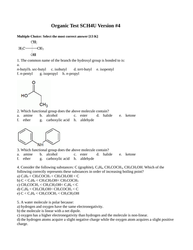 Organic Chemistry Test Package Bundle Grade 12 Chemistry (35 ...