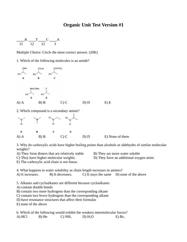 FULL YEAR TEST PACKAGE grade 12 chemistry unit tests (27 ASSESSMENTS ...