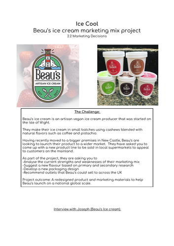 2.2 Marketing Mix Ice Cream Project | Teaching Resources