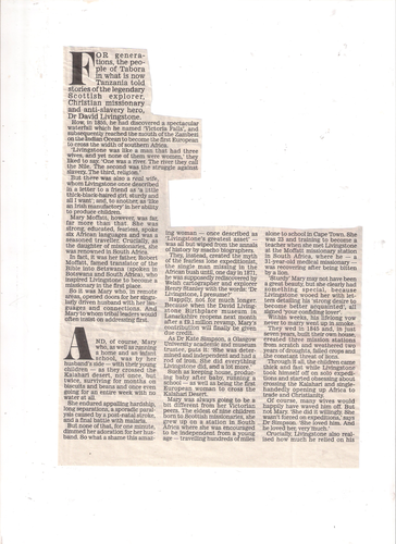 Mary Moffat Livingstone (1821-1862) | Teaching Resources