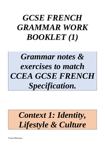 GCSE FRENCH GRAMMAR BOOKLET (1) | Teaching Resources