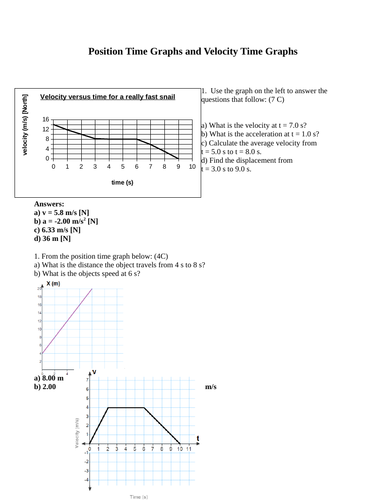 KINEMATICS UNIT MOTION UNIT Short Answer Grade 11 Physics (82 PAGES ...