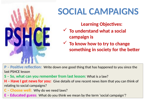 Social campaigns - PSHCE | Teaching Resources