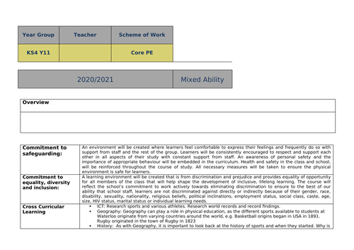 2 Year - 38 Week Scheme of Work for Practical PE KS4 Y10 & Y11 - 9 ...