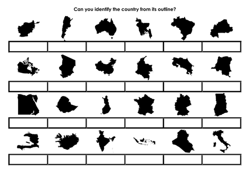 Guess the country form the outline | Teaching Resources