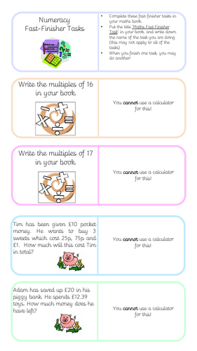 Maths Fast Finisher Task Cards | Teaching Resources