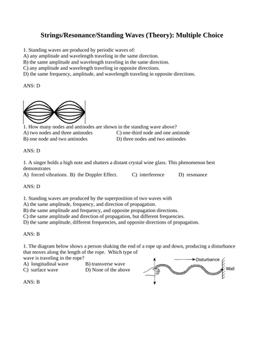PHYSICS WAVES UNIT Mechanical Wave Power Points and Multiple Choice ...