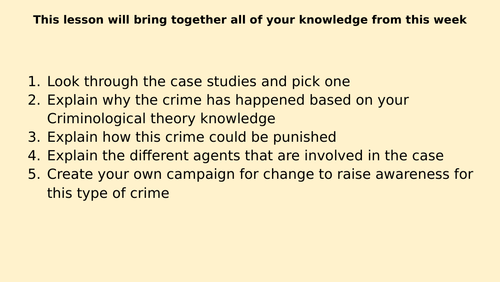 Criminology taster lessons | Teaching Resources