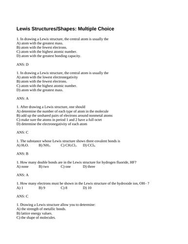 Drawing Lewis Structures and Predicting Molecule Shape Power Point ...