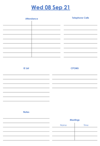 Pastoral Daily Planner | Teaching Resources