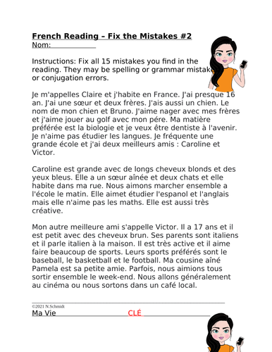French Fix the Mistakes 2 Readings in the Present Tense (Lecture ...