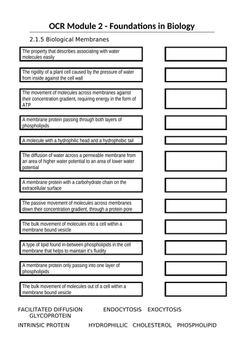 OCR A Level Biology 2.1.5 Biological Membranes WORKBOOK and QUESTIONS ...