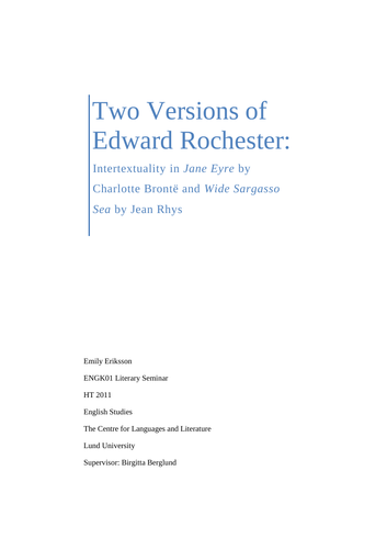 Two Versions of Edward Rochester | Teaching Resources