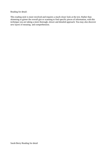 Reading strategy poster prompt: reading for detail | Teaching Resources