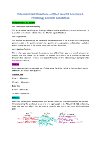 AQA A level PE - extended mark practice questions | Teaching Resources