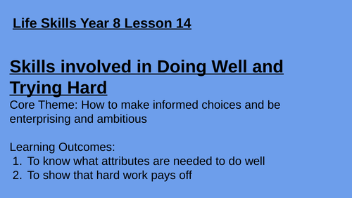 Year 8 Life Skills Lessons | Teaching Resources