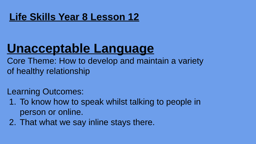 Year 8 Life Skills Lessons | Teaching Resources