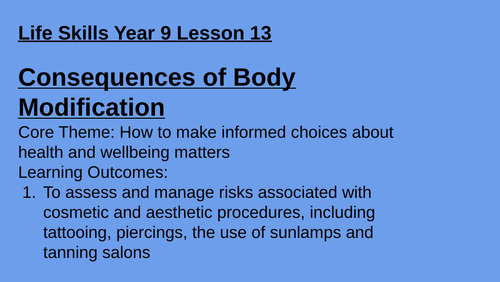 Year 9 Life Skills Lessons | Teaching Resources