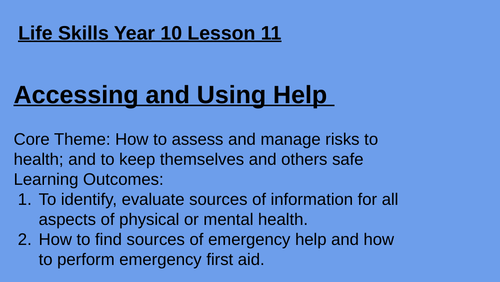 Year 10 Life Skills Lessons | Teaching Resources