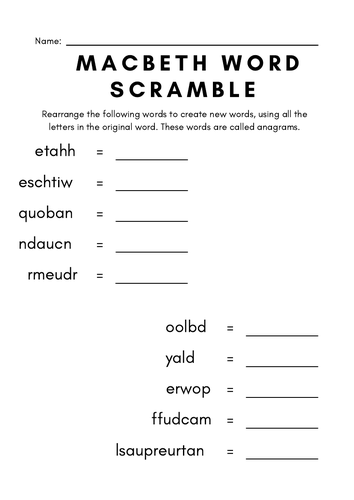 Macbeth starter | Teaching Resources