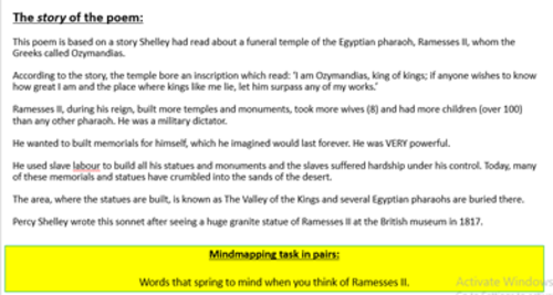 Ozymandias - Lesson Activities, Quizzes, Model Analysis - CIE Poetry ...