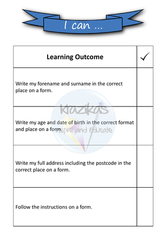 Functional Skills English - Entry Level 2 Writing - Form Filling ...
