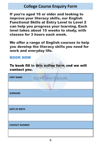 Functional Skills English - Entry Level 2 Writing - Form Filling ...