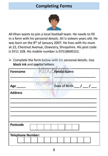 Functional Skills English - Entry Level 2 Writing - Form Filling ...
