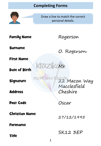 Functional Skills English - Entry Level 2 Writing - Form Filling ...