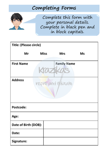 Functional Skills English - Entry Level 2 Writing - Form Filling ...