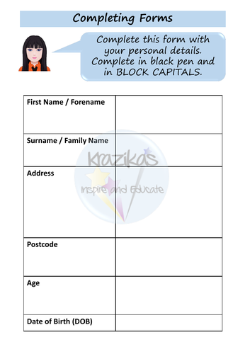 Functional Skills English - Entry Level 2 Writing - Form Filling ...