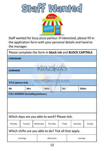Functional Skills English - Entry Level 2 Writing - Form Filling ...