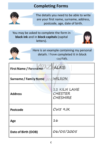 Functional Skills English - Entry Level 2 Writing - Form Filling ...