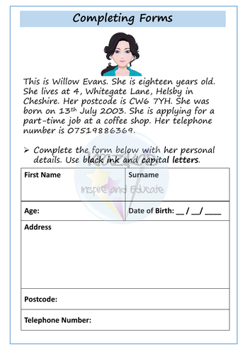 Functional Skills English - Entry Level 2 Writing - Form Filling ...