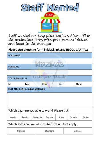 Functional Skills English - Entry Level 2 Writing - Form Filling ...