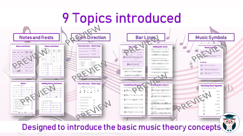 Music Theory Workbook - Level 1 - English terminology | Teaching Resources
