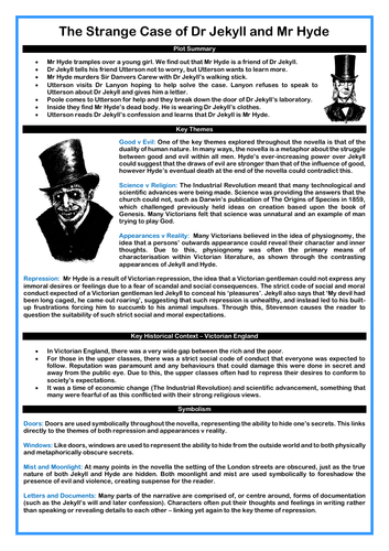 Dr Jekyll and Mr Hyde Differentiated Reading Comprehension Task ...