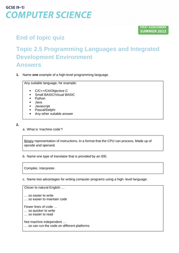 J277 OCR GCSE Computer Science: 2.5 Programming Languages and IDE's ...